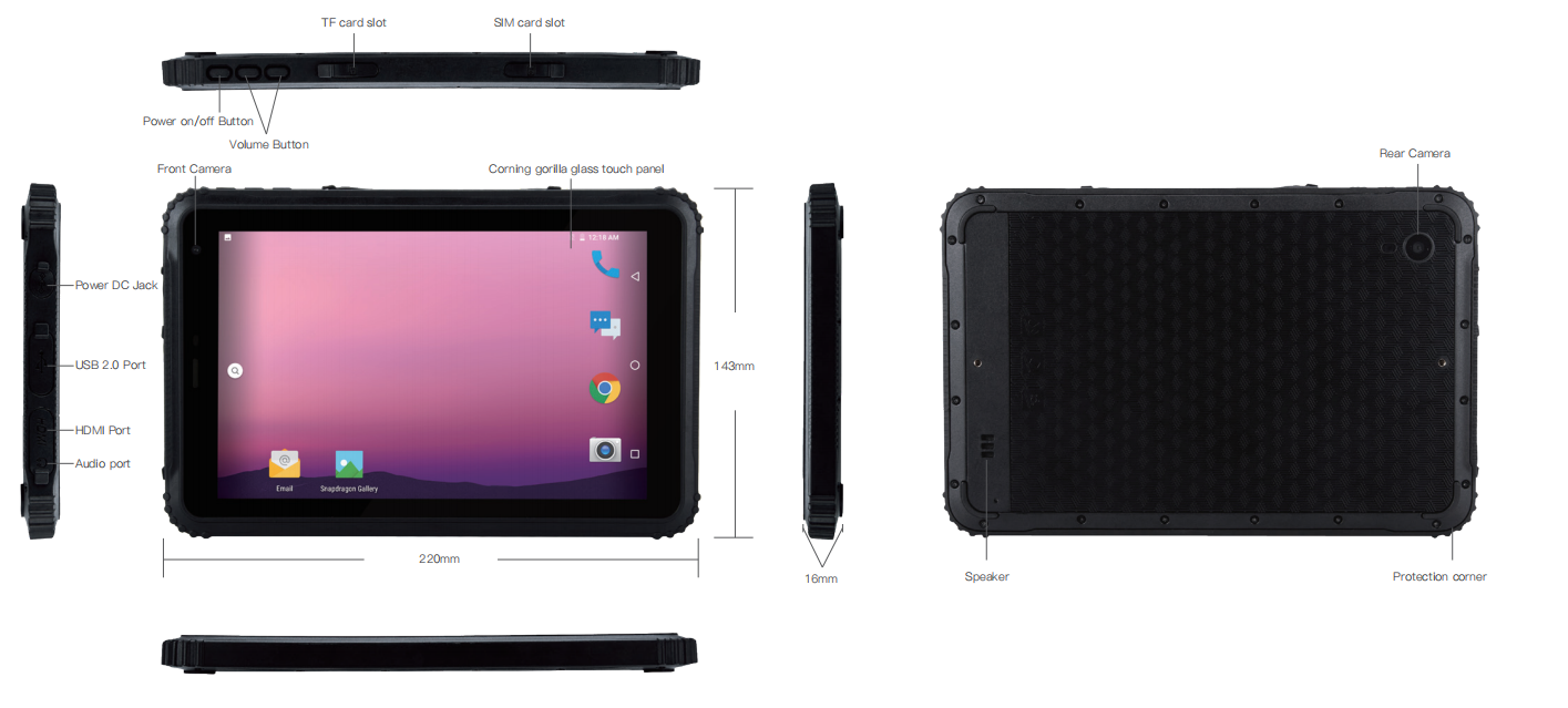 Tablette Android robuste Emdoor EM-Q88 8''